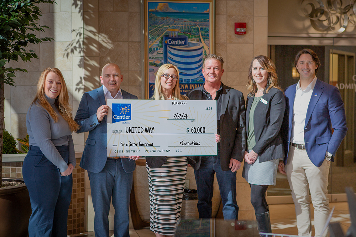 Centier Bank Donates a Record $65k to Indiana United Way Agencies